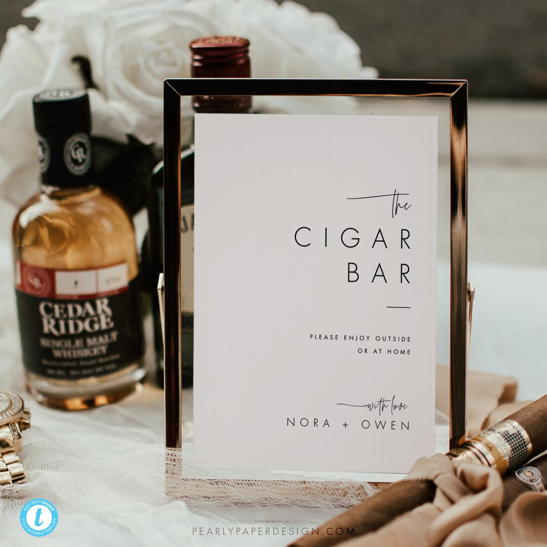Cigar Bar Sign Template, Wedding Cigar Sign, Modern Minimalist Cigar ...