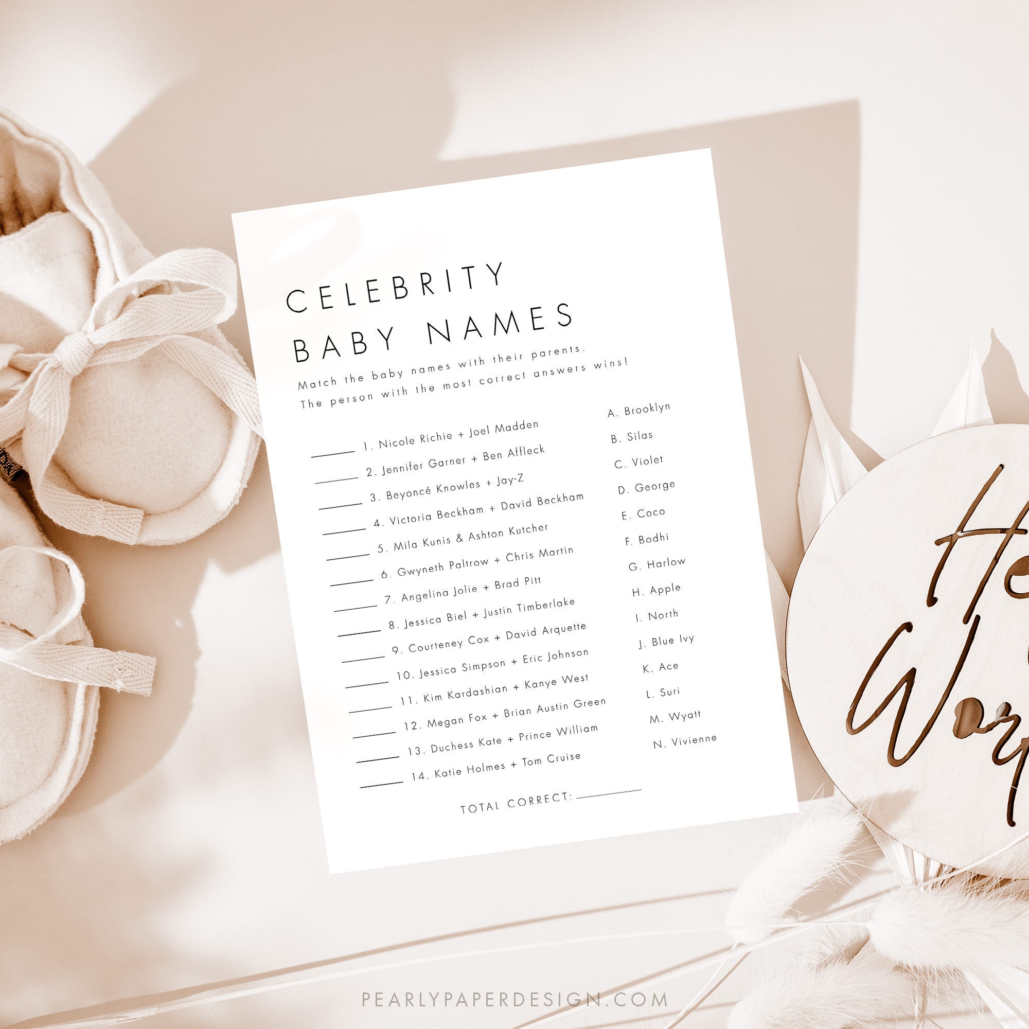 Celebrity Baby Name Game Template, Minimalist Baby Shower Game ...