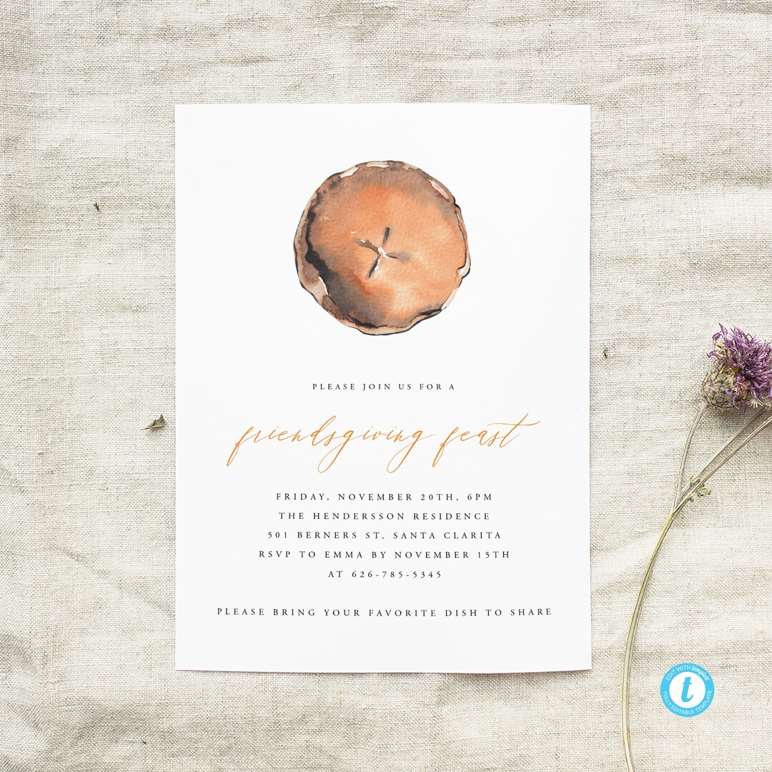 Friendsgiving Feast Invitation Template Download Editable Thanksgiving ...