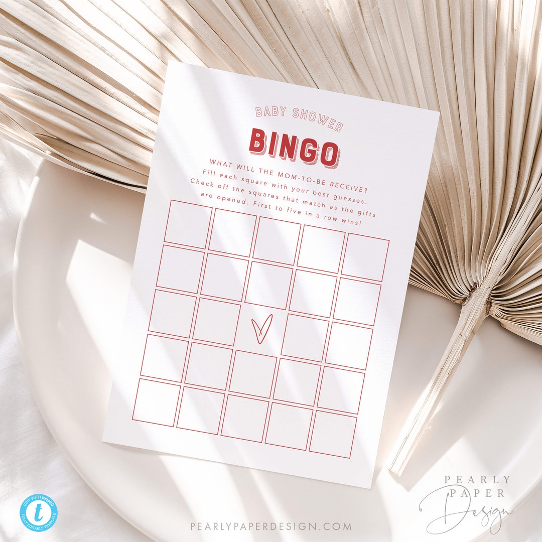 Baby Shower Bingo Game, Baby Bingo Template, Baby Shower Games ...