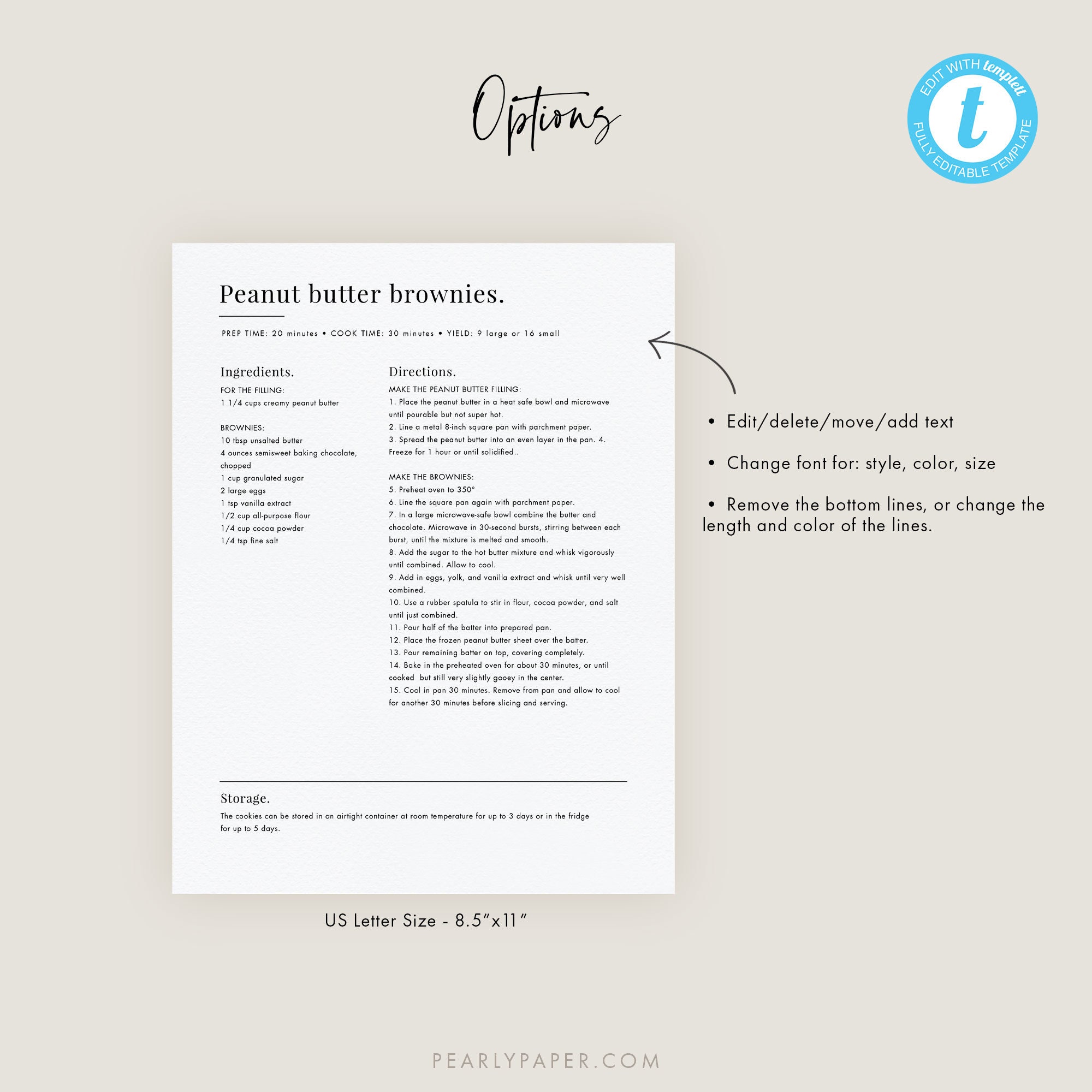Editable Recipe Card Template Download Personalized Recipe - Etsy