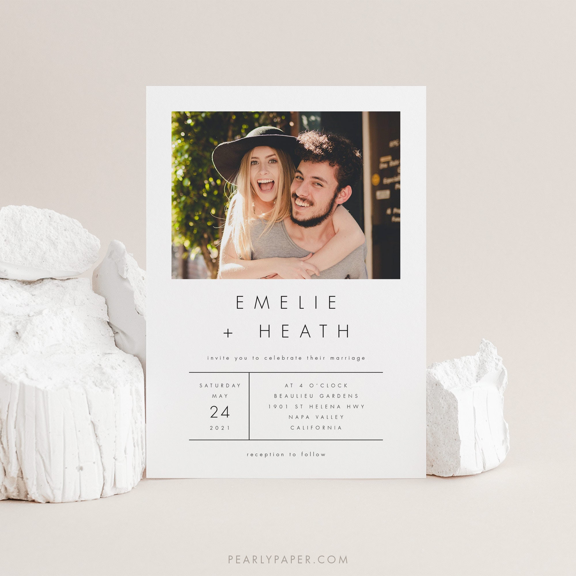 Photo Wedding Invitation Template Download Modern Wedding | Etsy