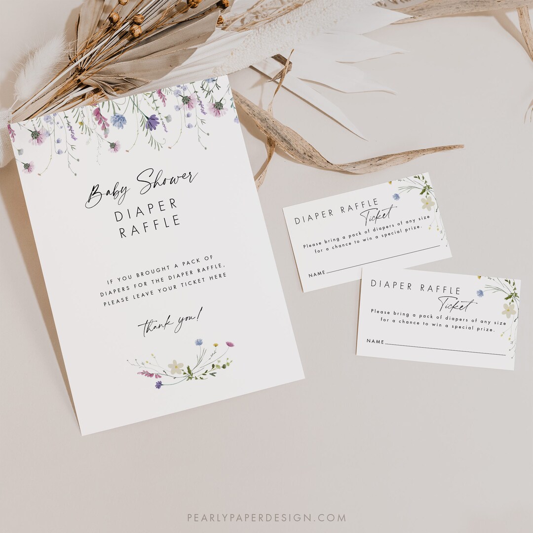 Diaper Raffle Game Template, Wildflower Baby Shower Game, Printable ...