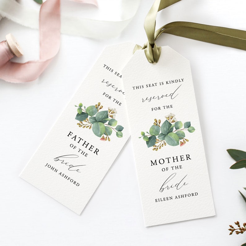Eucalyptus Reserved Seating Tag Wedding Ceremony Reserved Tag - Etsy