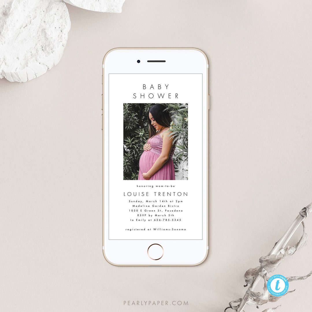 Electronic Baby Shower Invitation Template Minimalist Baby - Etsy