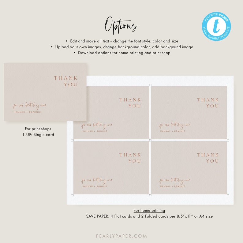 Desert Wedding Thank You Template Download Printable Folded Thank You ...