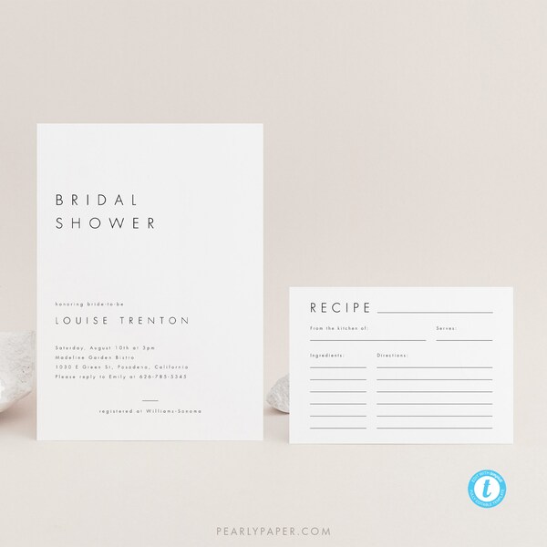 Bridal Shower Invitation and Recipe - Etsy