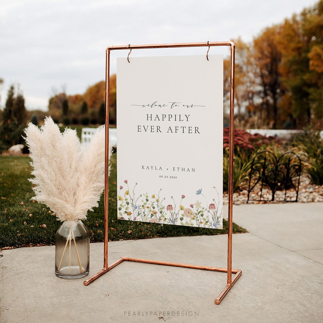 Wildflower Wedding Welcome Sign Template, Floral Welcome to Our Happily ...