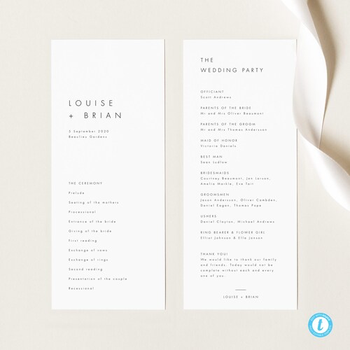 Editable Wedding Program Template Fully Editable Printable - Etsy Editable Wedding Program Template Fully Editable Printable - Etsy