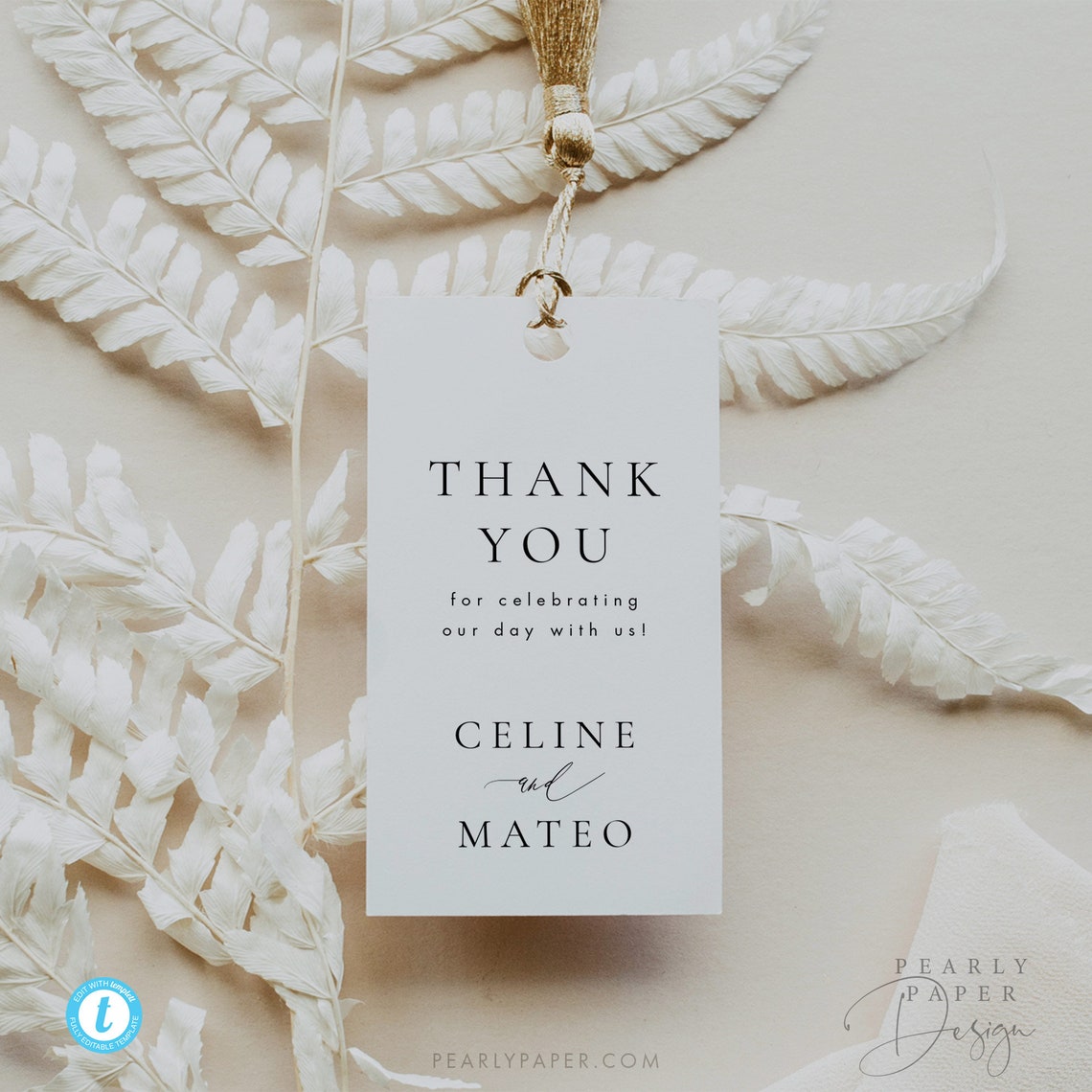 Elegant Wedding Tag Template Download Simple Minimalist Modern - Etsy