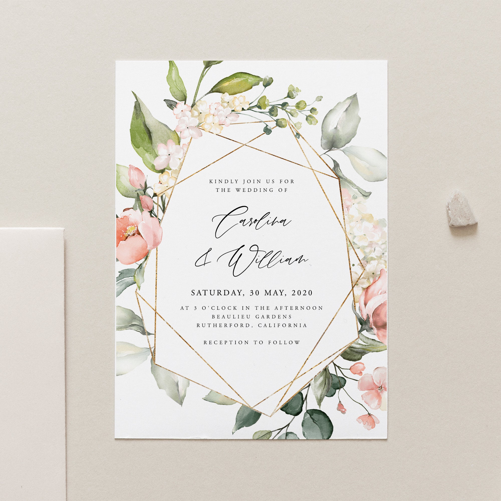 Geometric Wedding Invitation Template Download Wedding Invite - Etsy