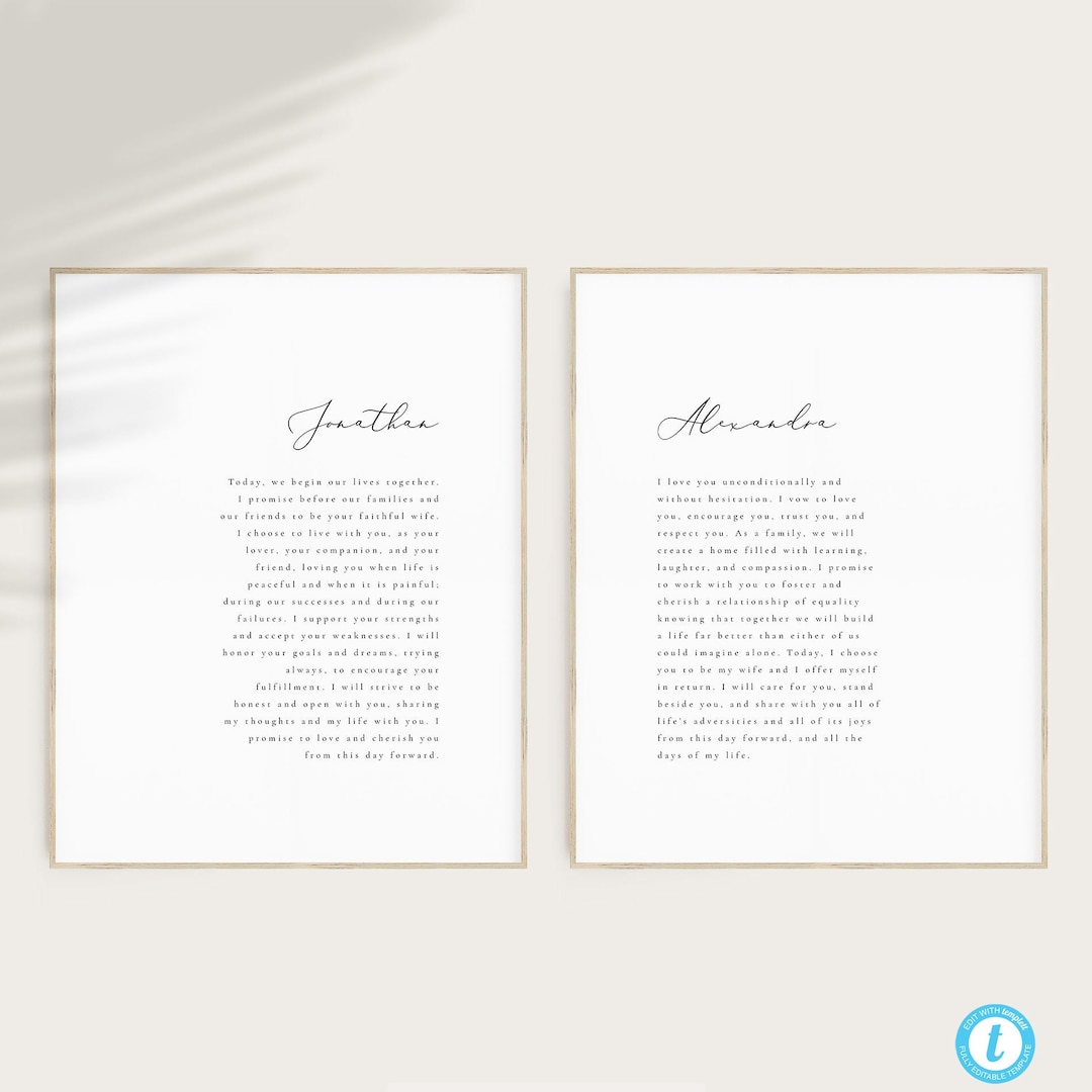 Printable Wedding Vows Template Download Simple Vows Anniversary Vows ...