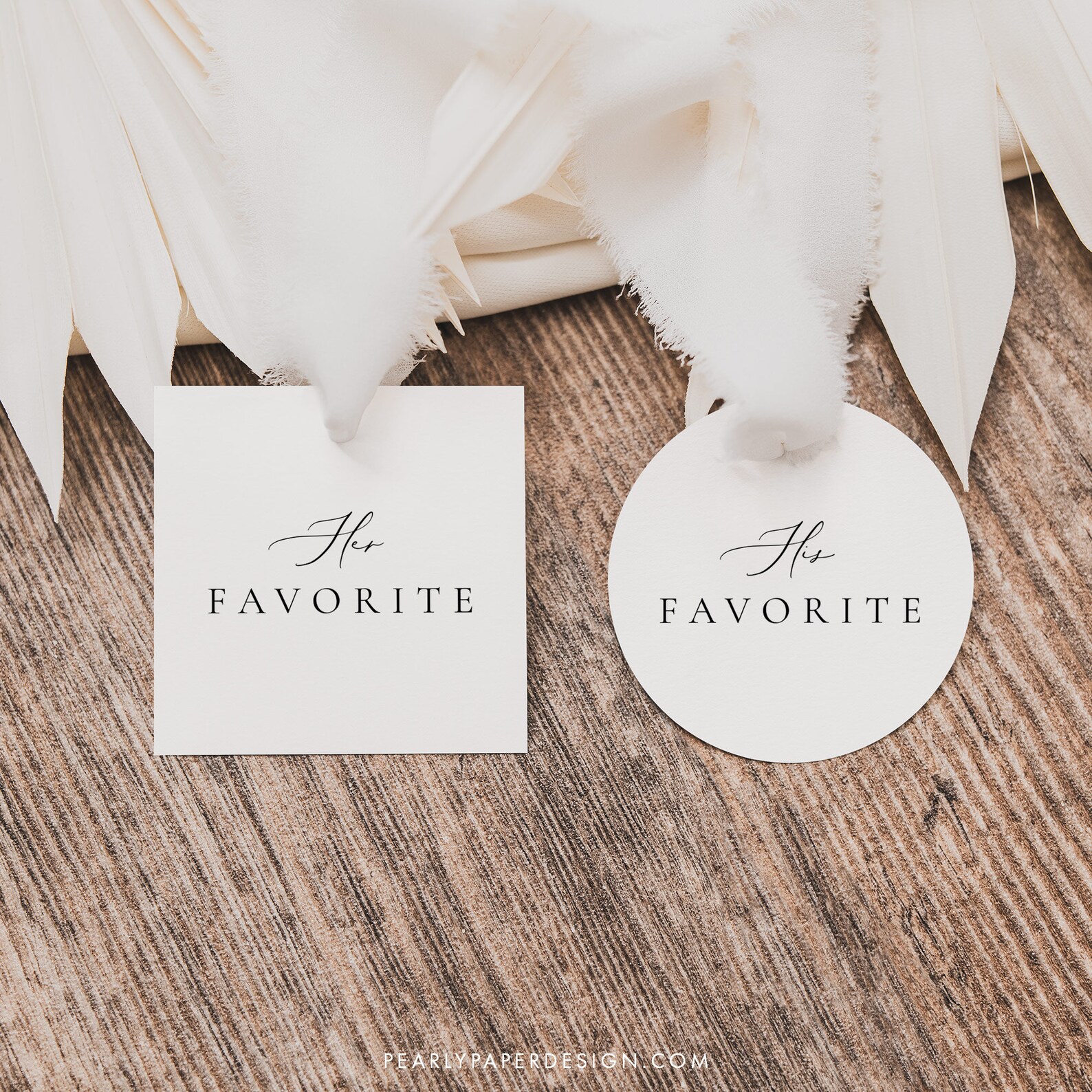 His and Her Favorite Tags Template, Printable Favor Tag Template, Round ...