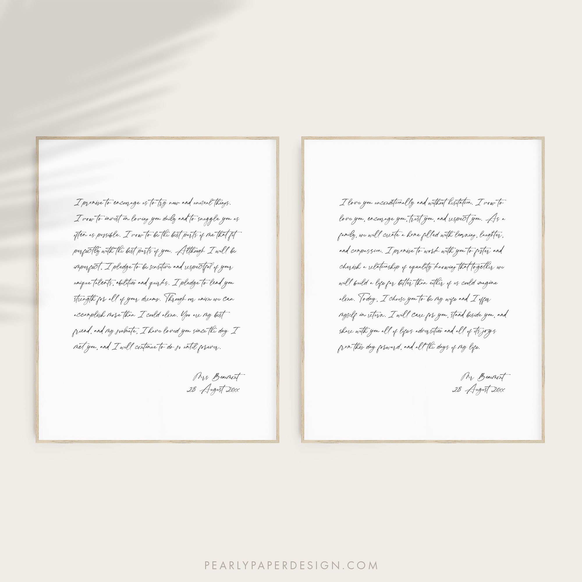 Printable Wedding Vows Template, Handwritten Vows Anniversary Vows ...
