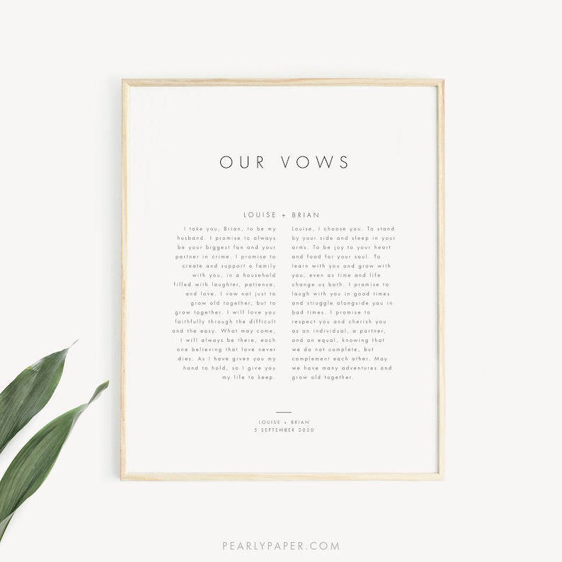 Simple Wedding Vows Template Download Printable Vows - Etsy