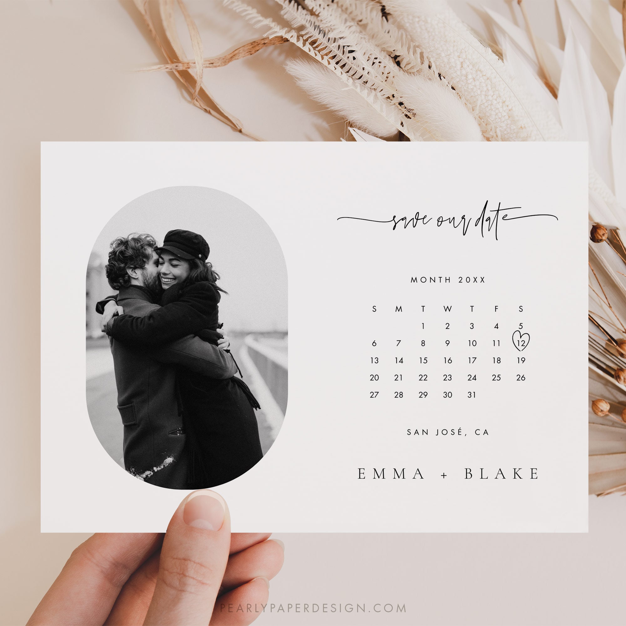Calendar Save the Date Template Editable Save the Date Oval - Etsy