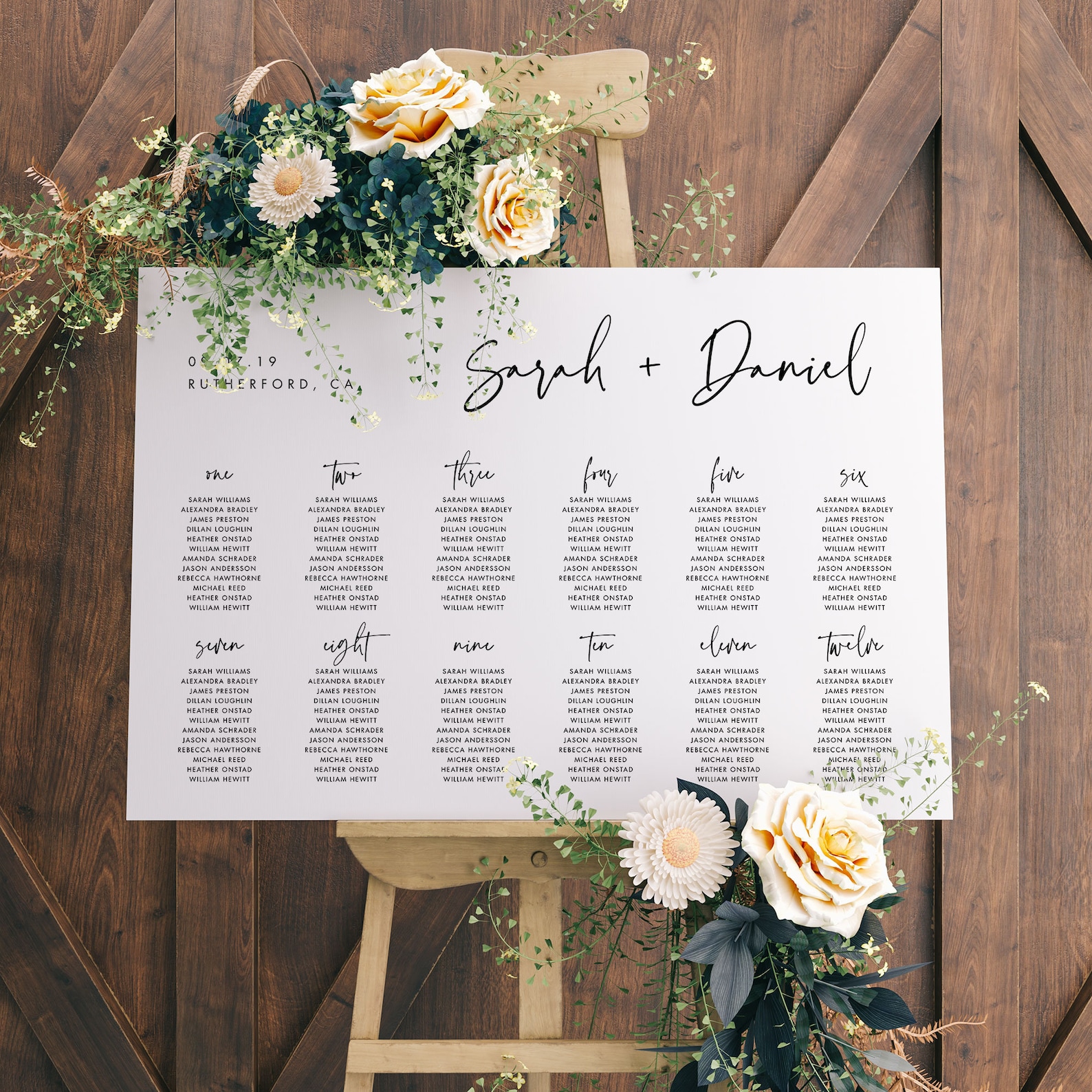 Table seating chart template download Modern Seating Elegant | Etsy