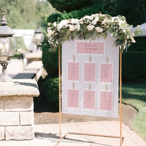 Wave Seating Chart Cards Template, Alphabetical Seating Plan, Retro ...