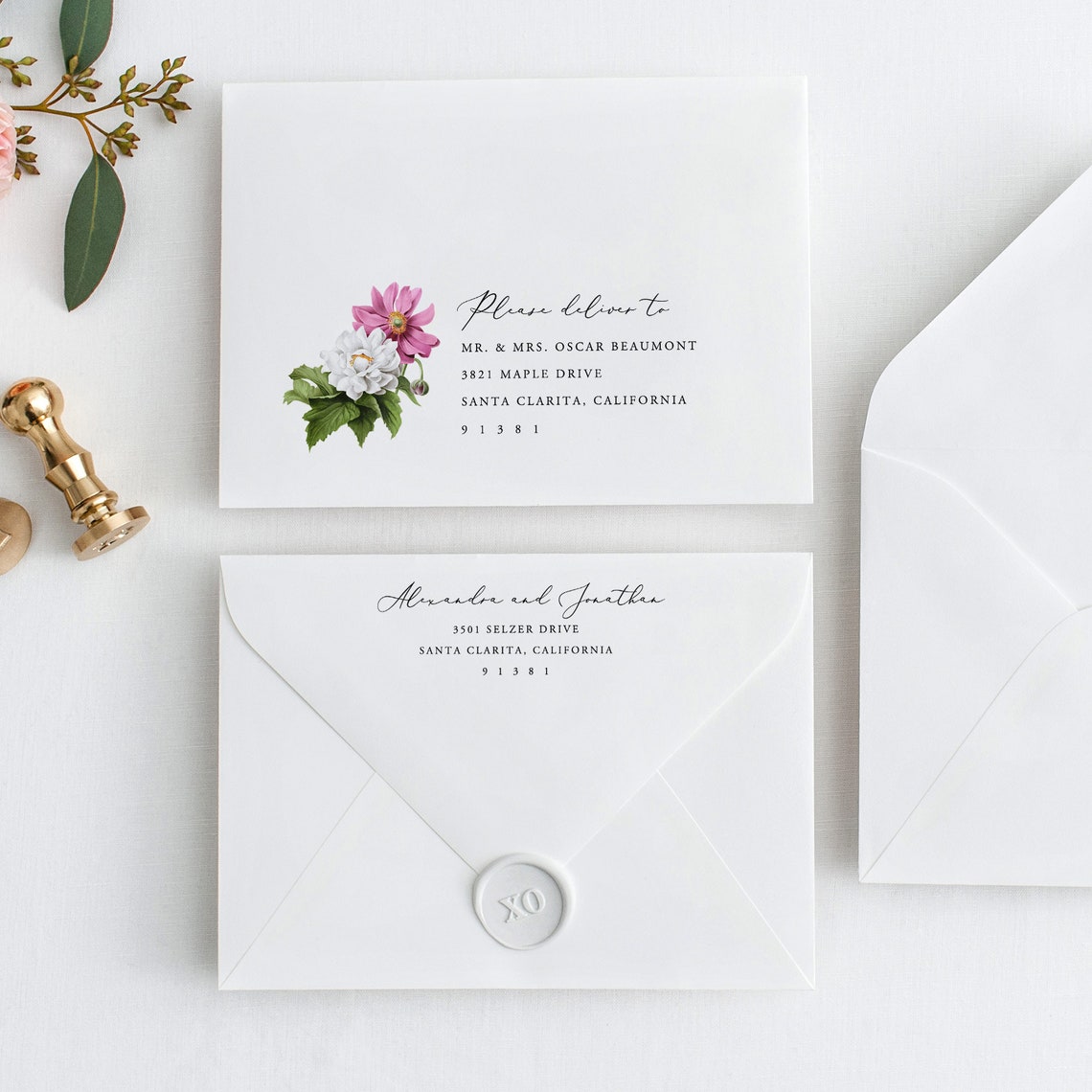 Floral Envelope Template Printable Wedding Envelope Templett | Etsy