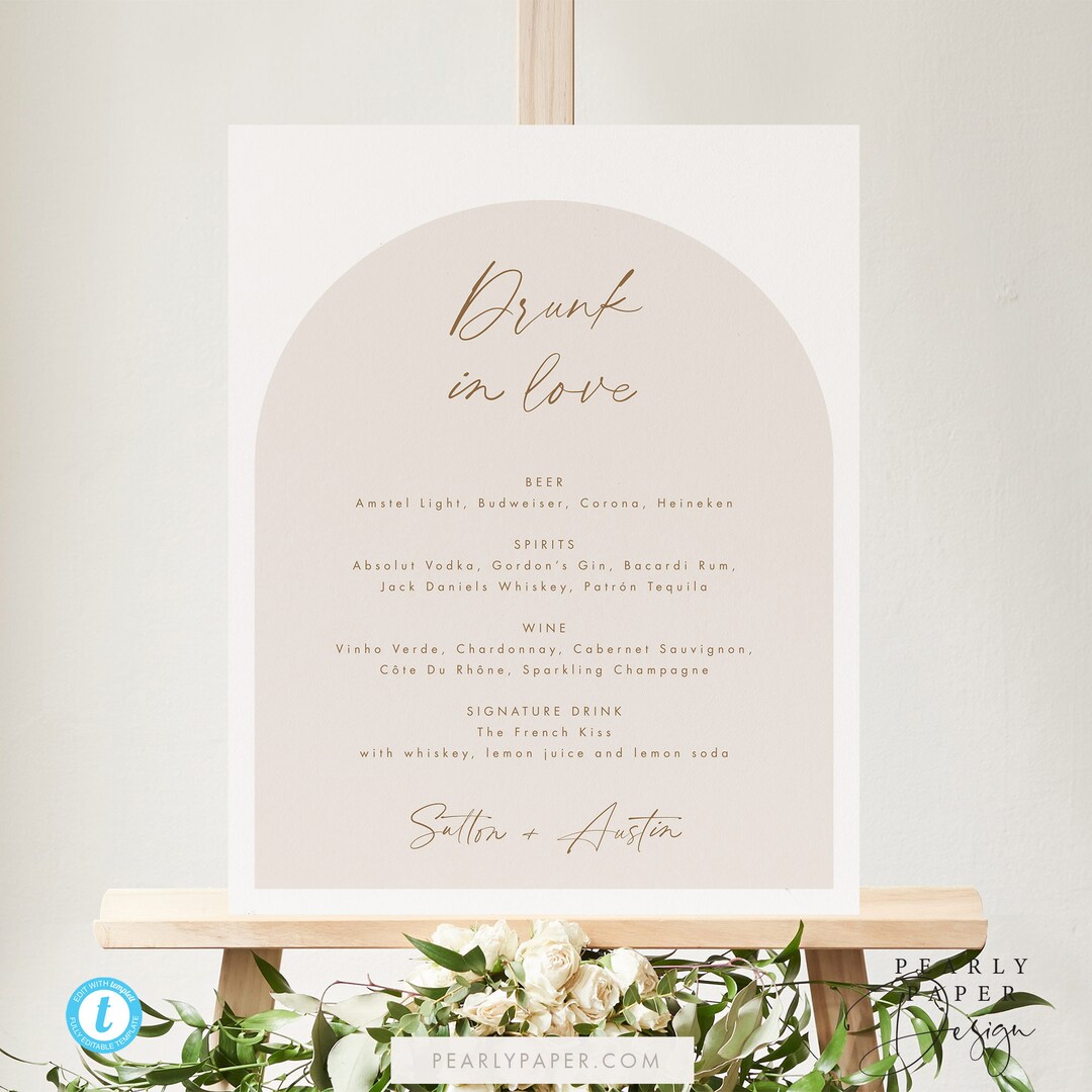 Arched Bar Menu Sign Template Templett Minimalist Bar Menu Sign Arch ...