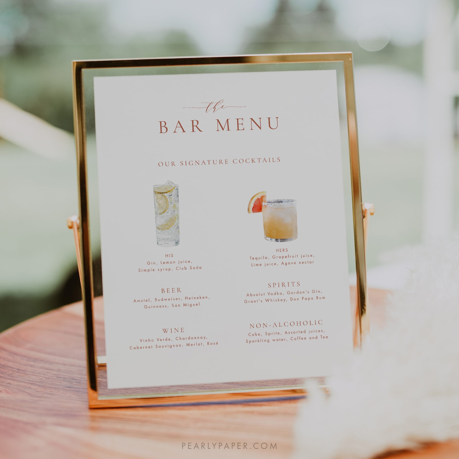 Terracotta Bar Menu Template Signature Cocktails Sign Download | Etsy