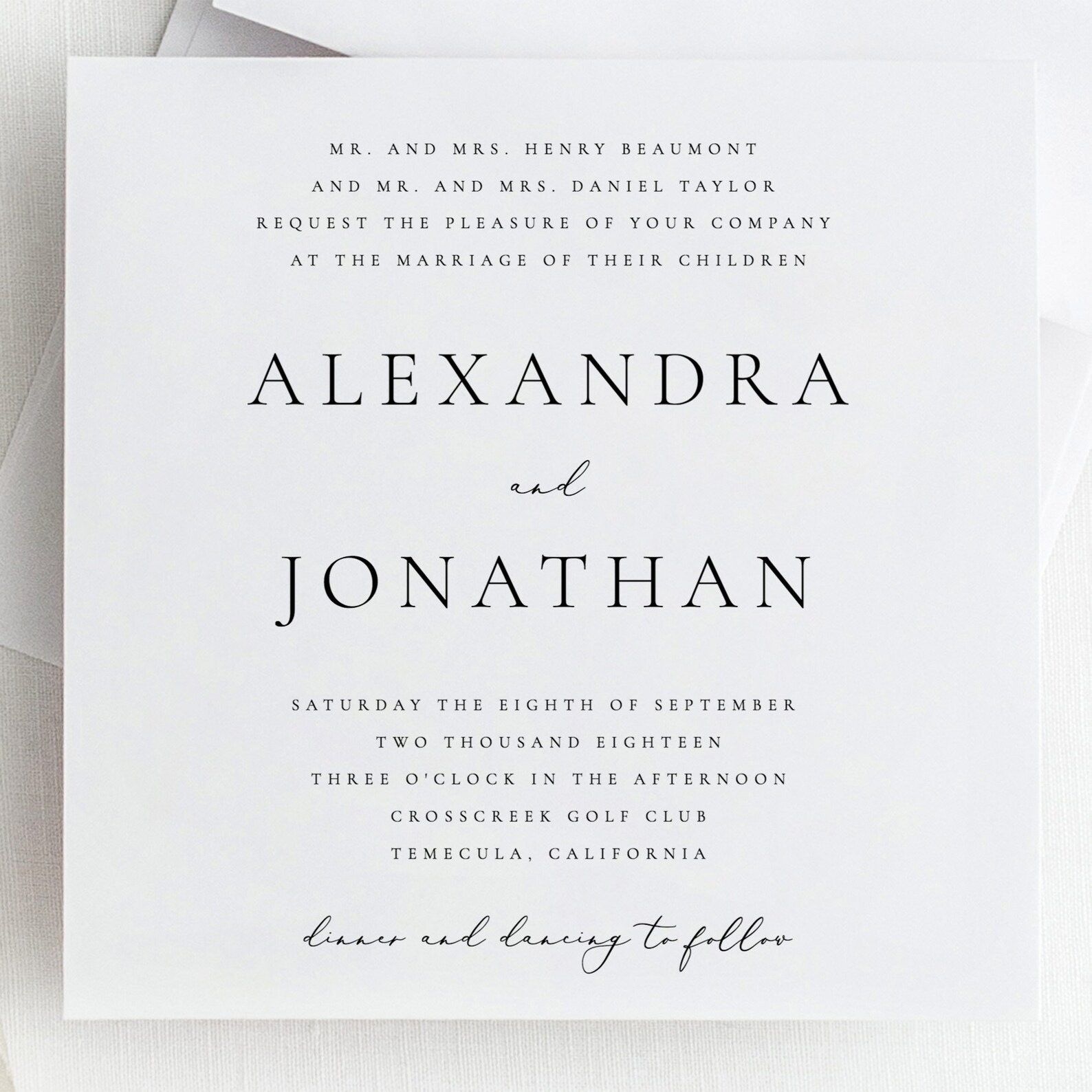 Square Wedding Invitation Template, Templett, Simple Invitation Modern ...