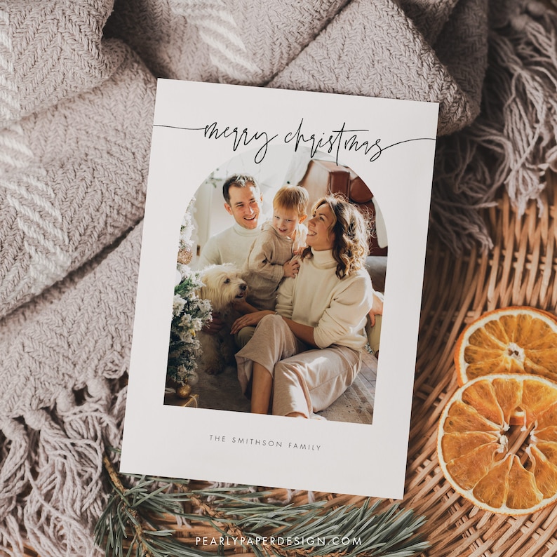 Printable Holiday Card Template Arch Photo Holiday Templett - Etsy