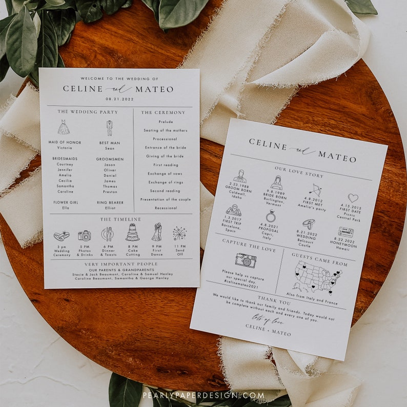 Wedding Day Timeline Template Infographic Ceremony Program - Etsy