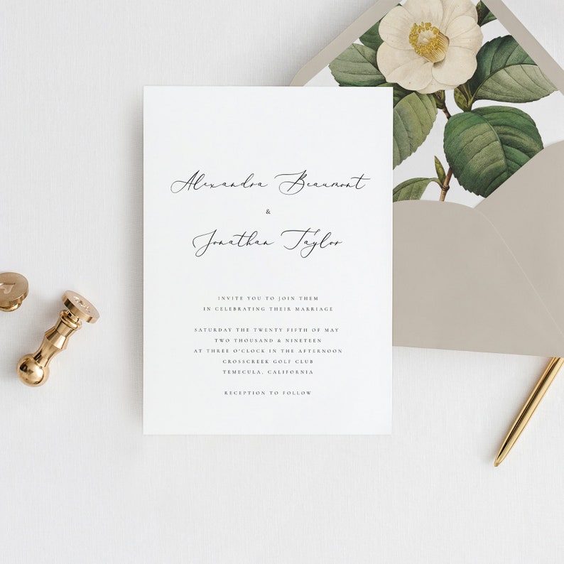 Modern Wedding Invitation Printable Template Editable Simple - Etsy