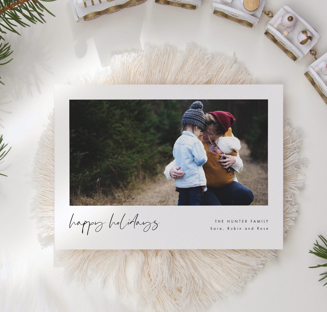 Printable Holiday Card Template, Minimalist Photo Holiday Templett ...