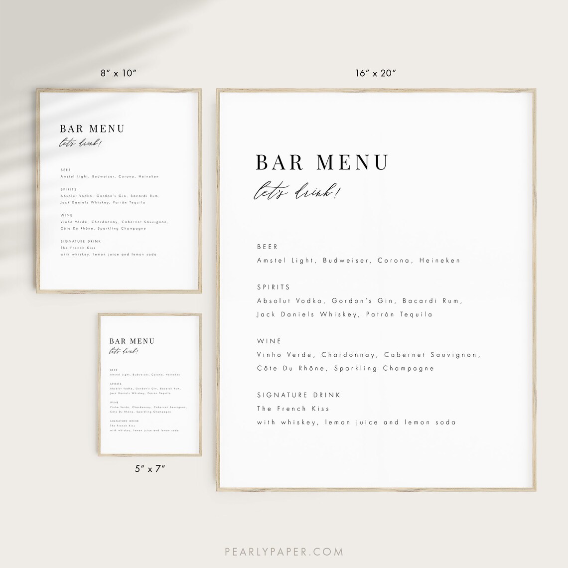 Minimalist Bar Menu Sign Template Templett Minimalist Bar Menu - Etsy