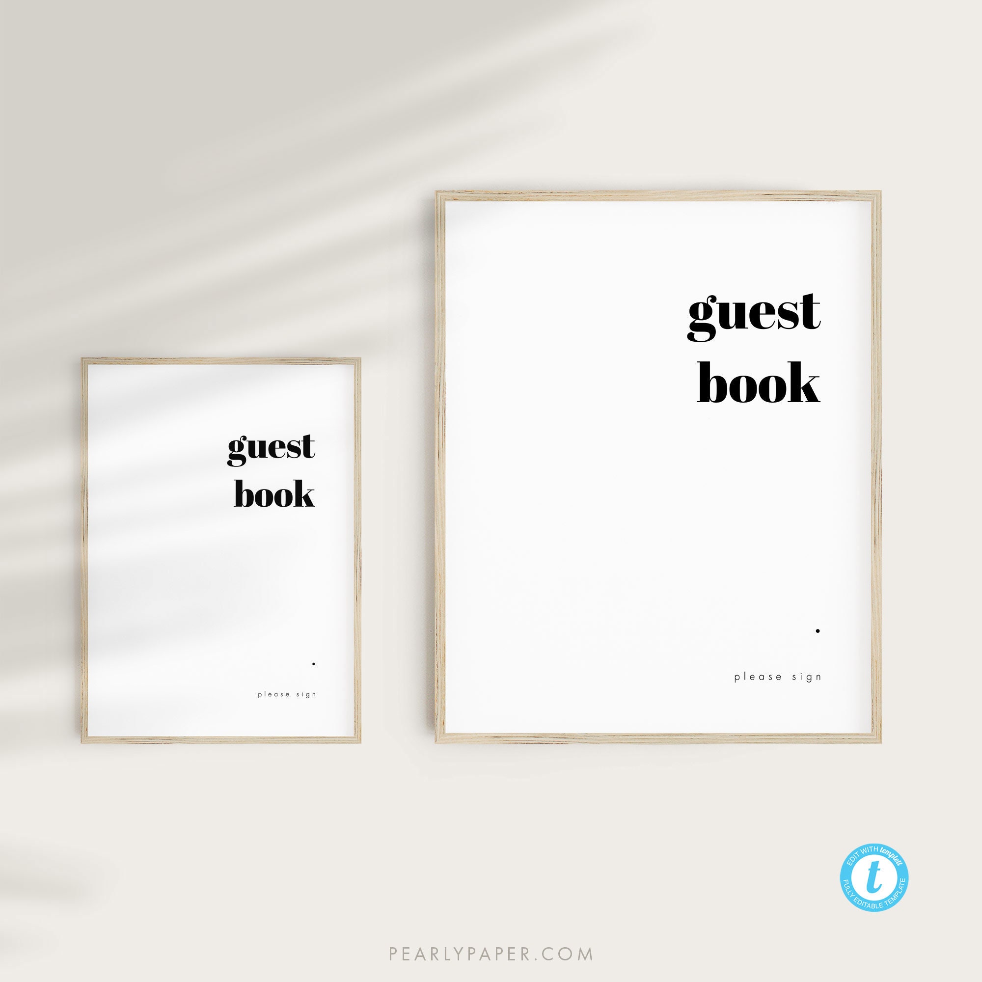 Wedding Guest Book Sign Template Download Minimalist Modern | Etsy