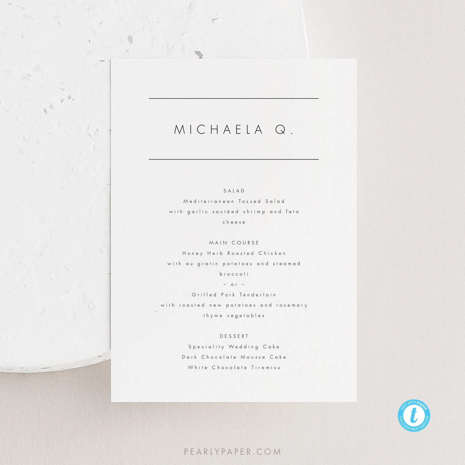 Personalized Wedding Menu Place Cards Template Templett - Etsy