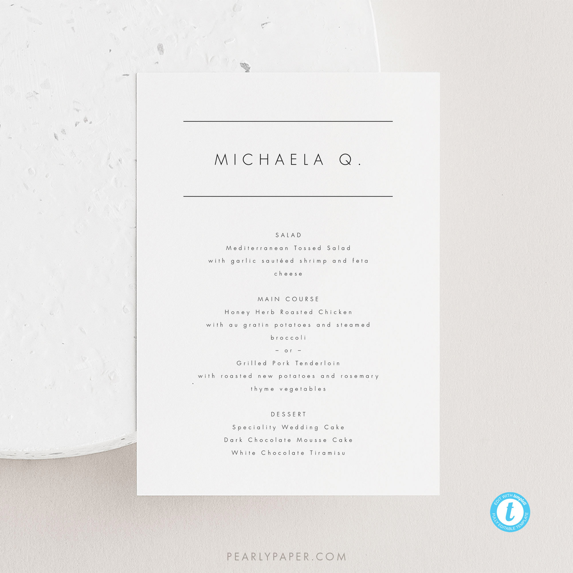 Personalized Wedding Menu Place Cards Template Templett - Etsy