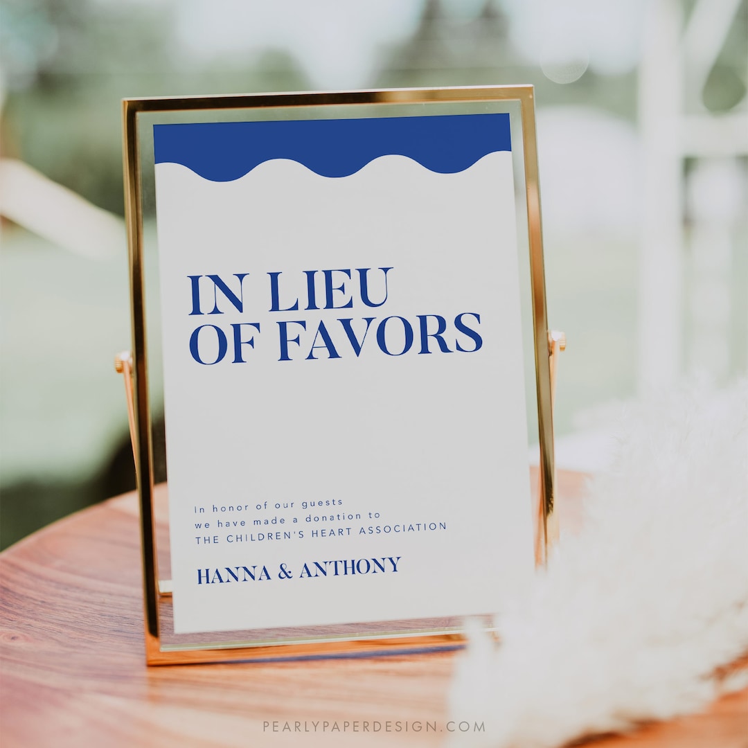 Retro Blue in Lieu of Favors Sign Template Download Minimalist Simple ...