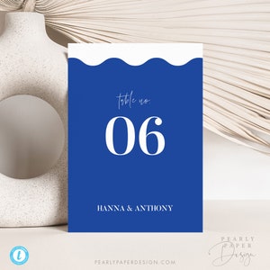 Blue Retro Table Numbers Template, Wedding Table Cards Printable Table ...