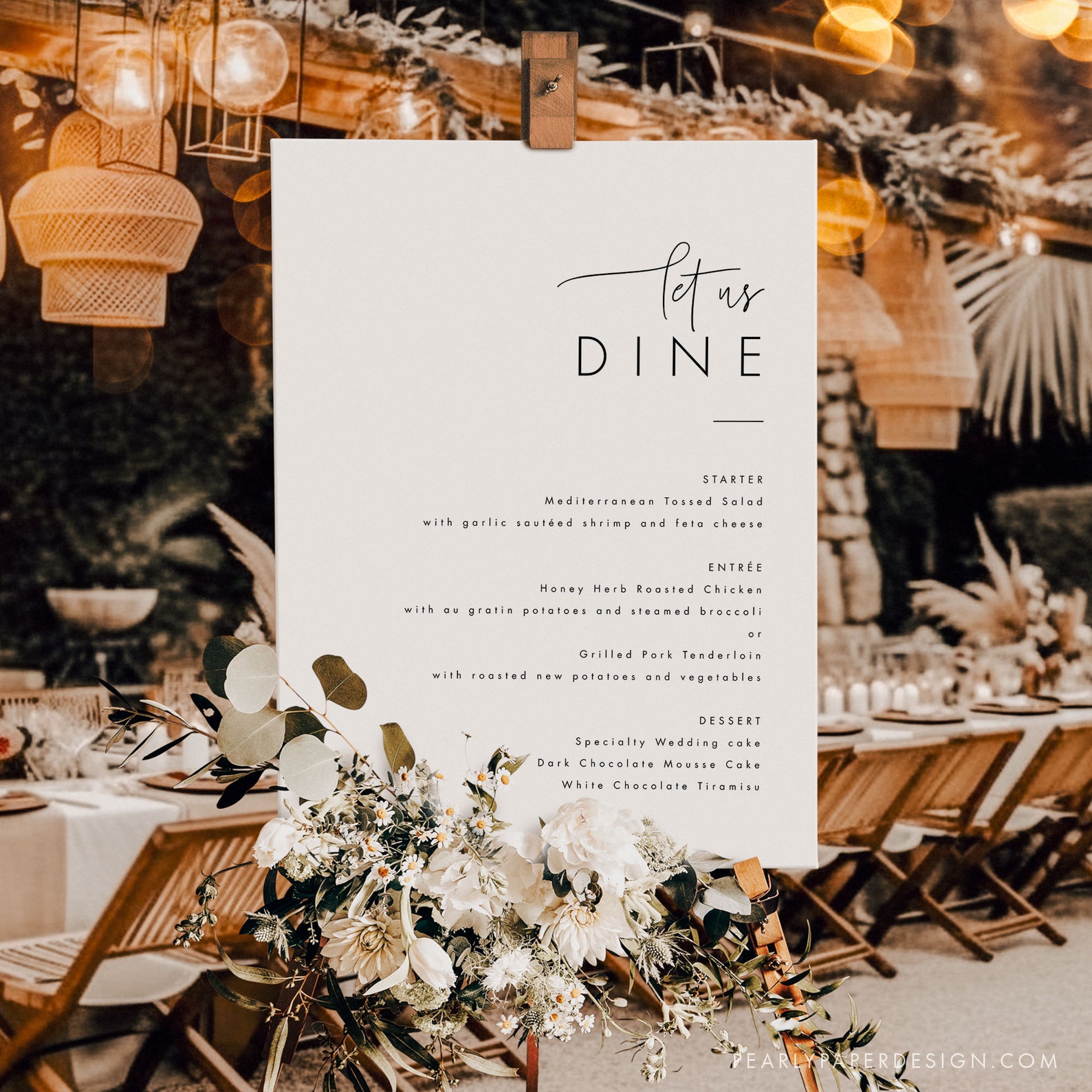 Menu Sign Template, Minimalist Buffet Menu Sign, Wedding Menu Poster ...