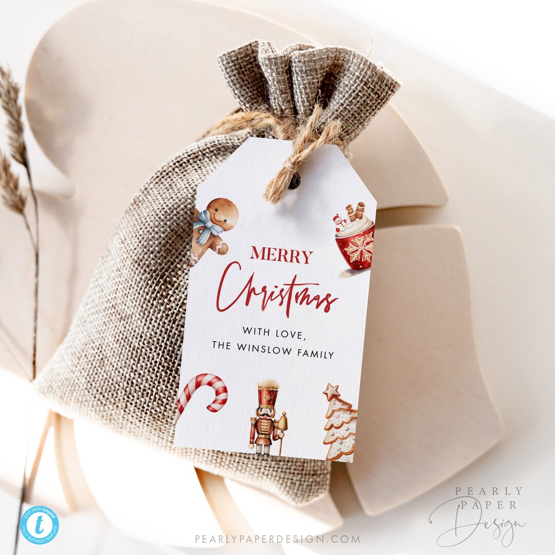 Christmas Gift Tags Template, Printable Happy Holidays Gift Tag ...