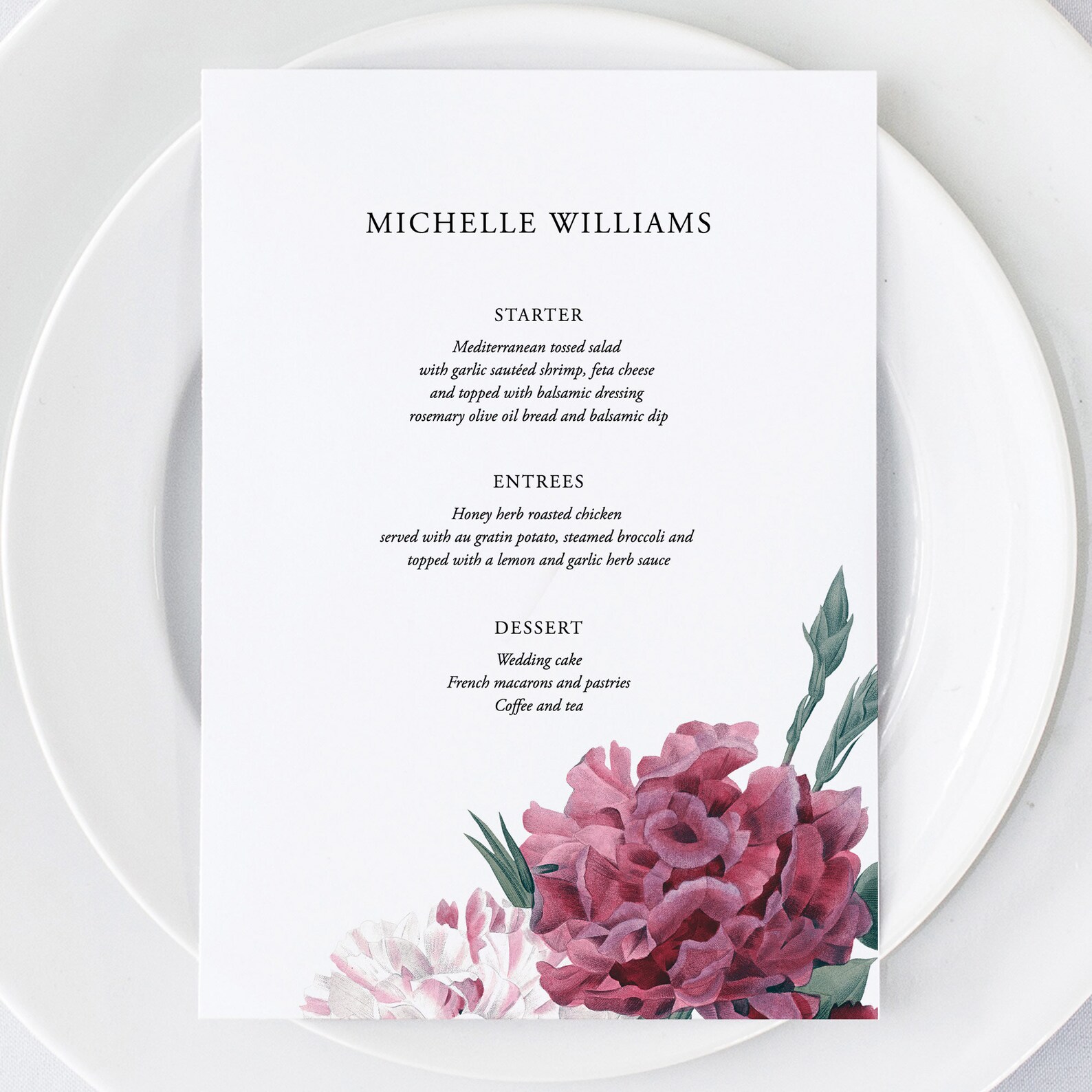 Printable Menu Place Cards Wedding Escort Card Menu Template - Etsy