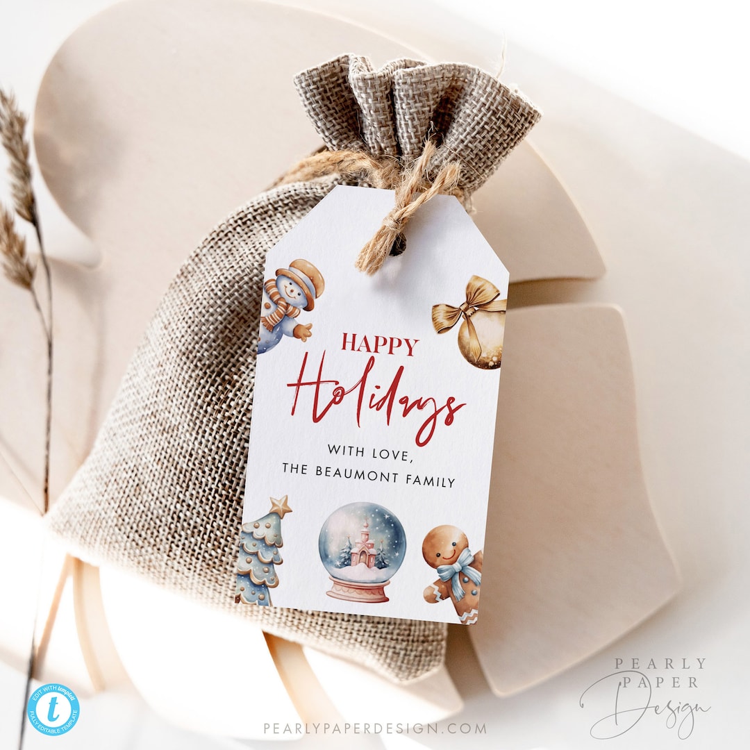 Happy Holidays Gift Tag Template, Printable Christmas Gift Tags ...