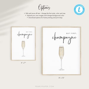 Champagne Sign Template Download, Modern Wedding Drinks Sign, Printable ...