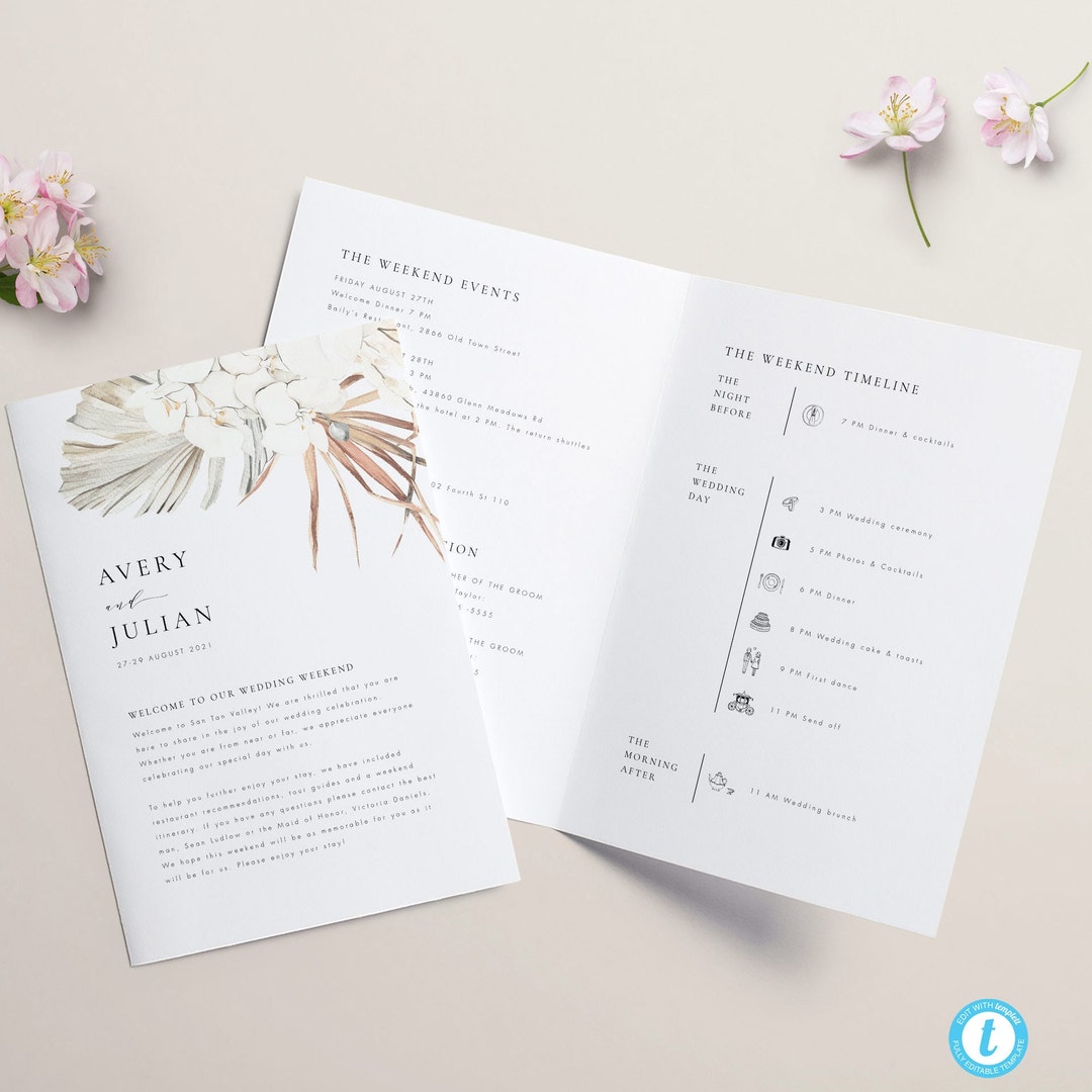 Outdoor Wedding Weekend Itinerary Template Boho Weekend Timeline ...