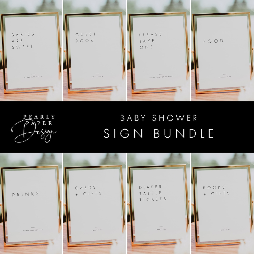Baby Shower Sign Bundle, Minimalist Baby Shower Table Signs, Printable ...