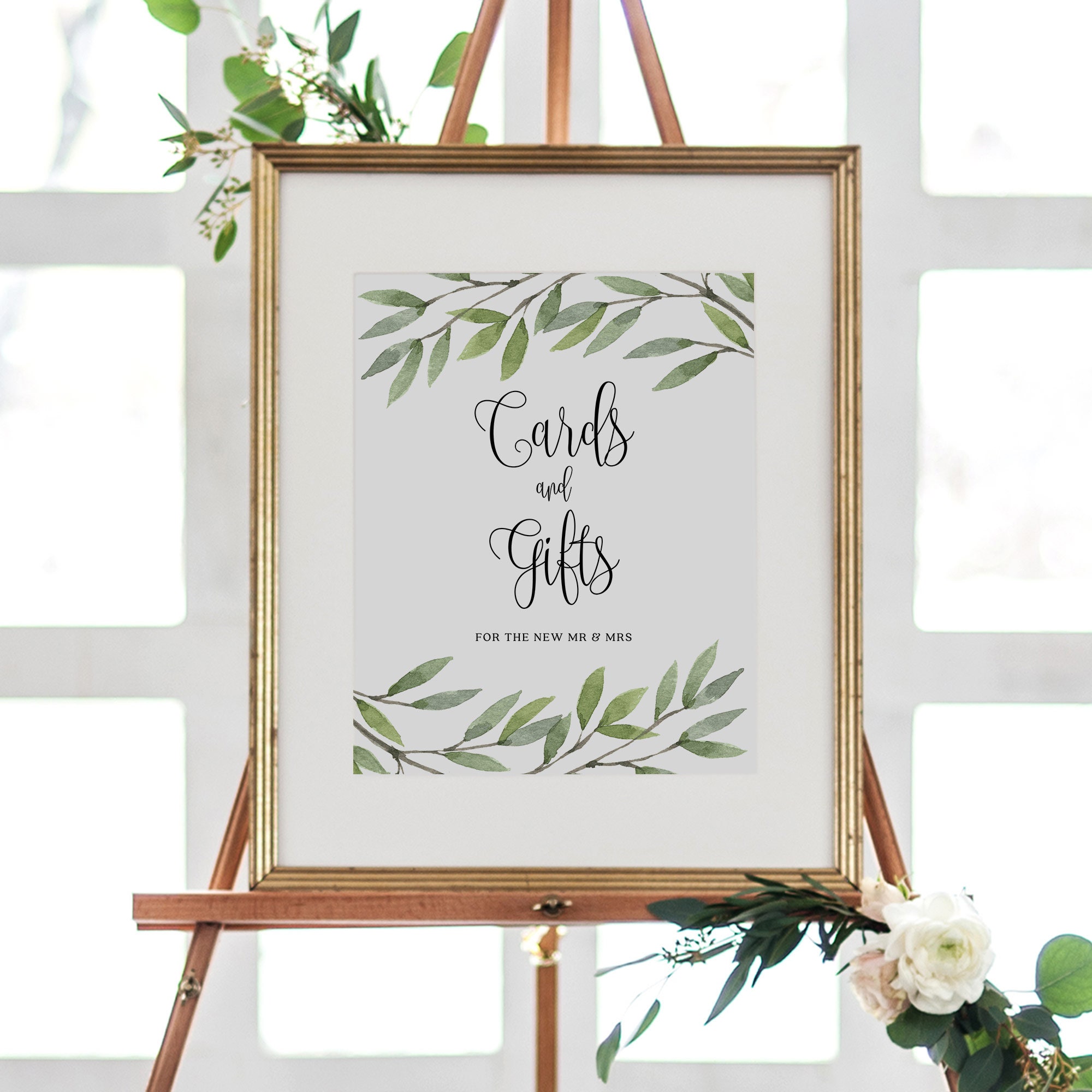 Editable Cards and Gifts Sign Template Greenery Cards Sign | Etsy