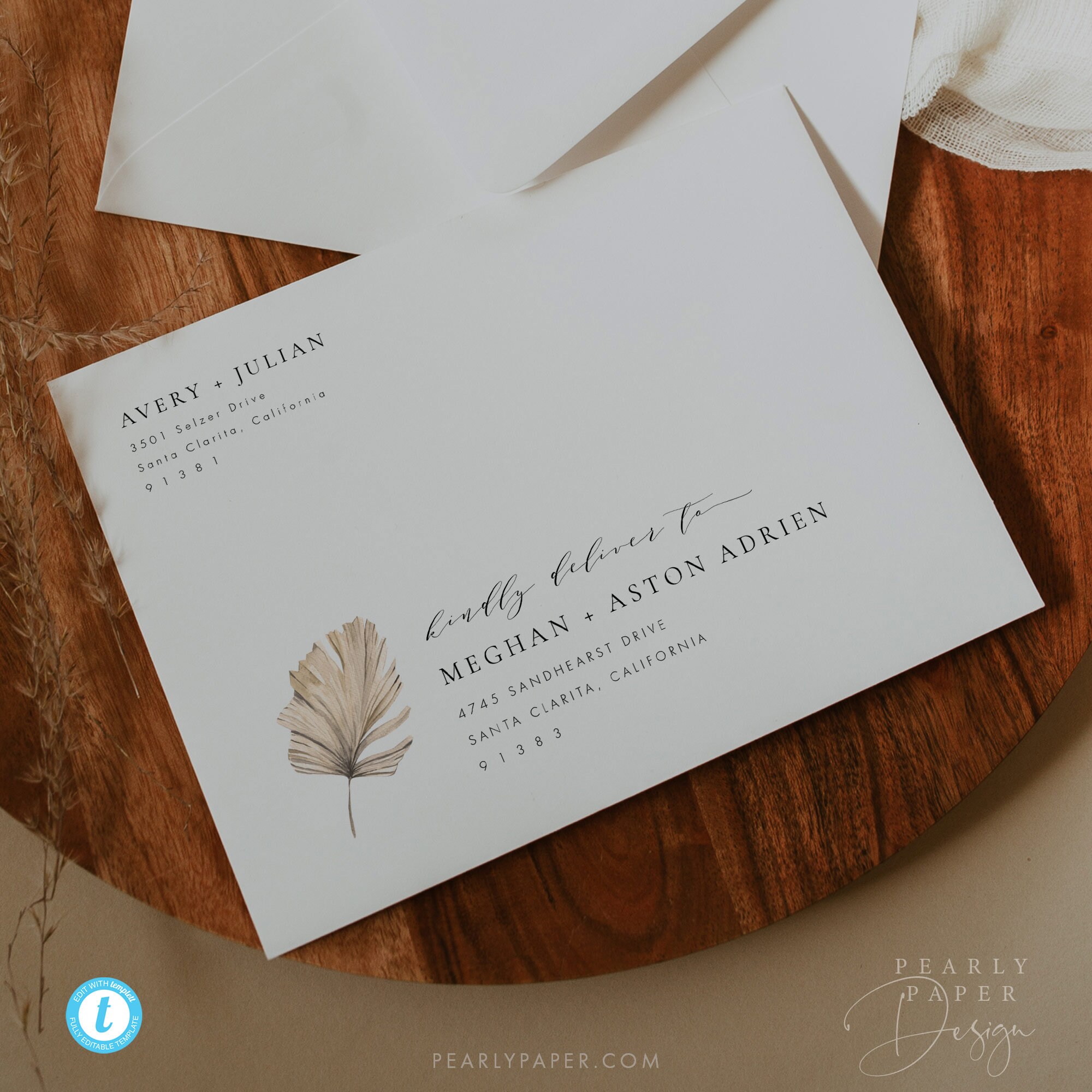 Boho Envelope Template Download Rustic address label | Etsy