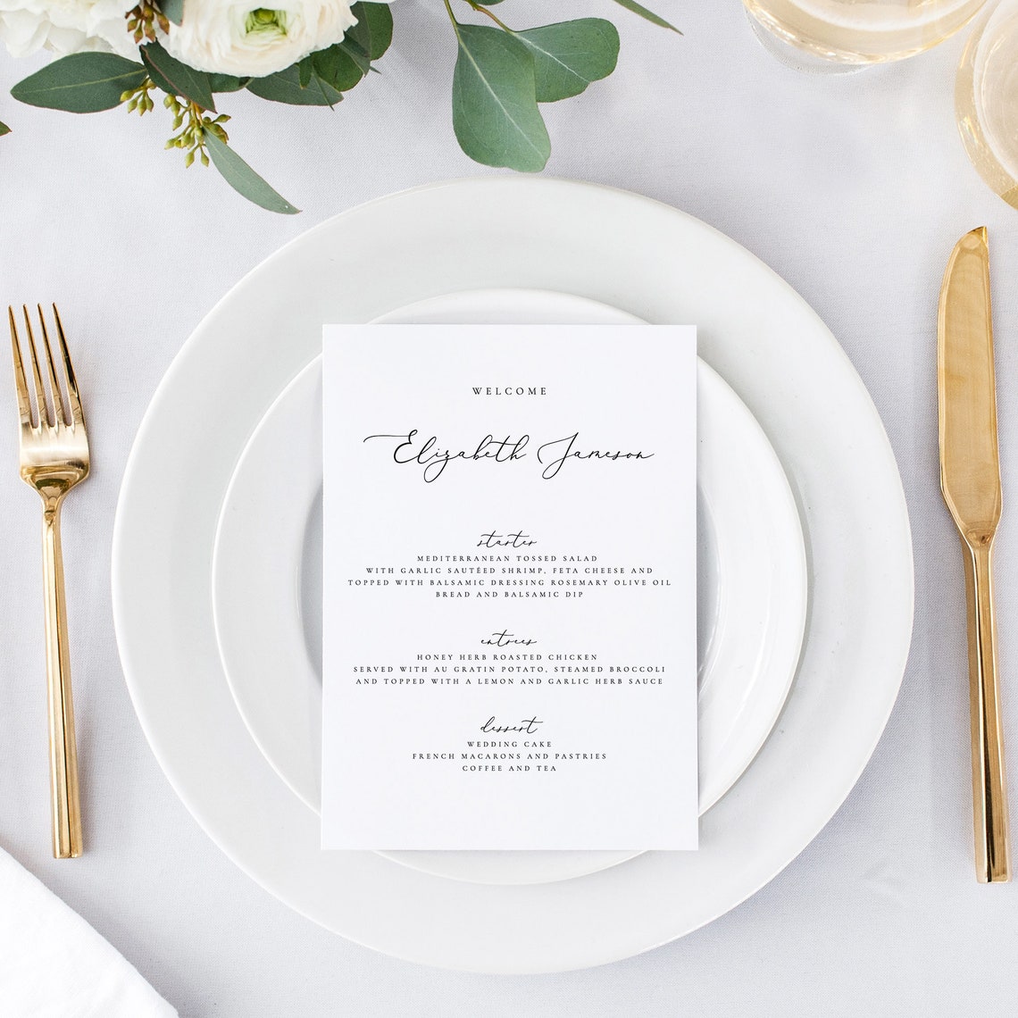 Wedding Menu Place Cards Template Printable Wedding Place Card - Etsy