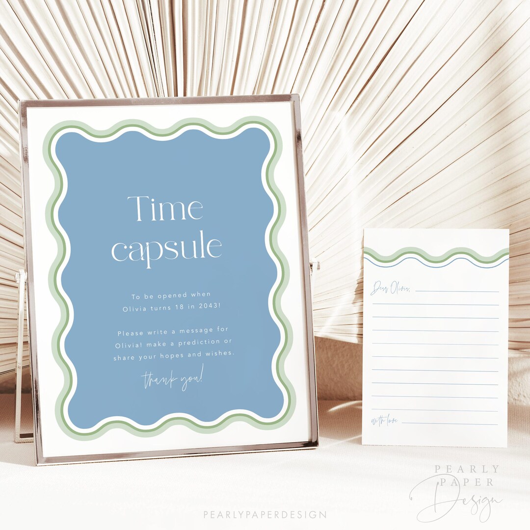Time Capsule Template, First Birthday Time Capsule Sign and Cards, Baby ...