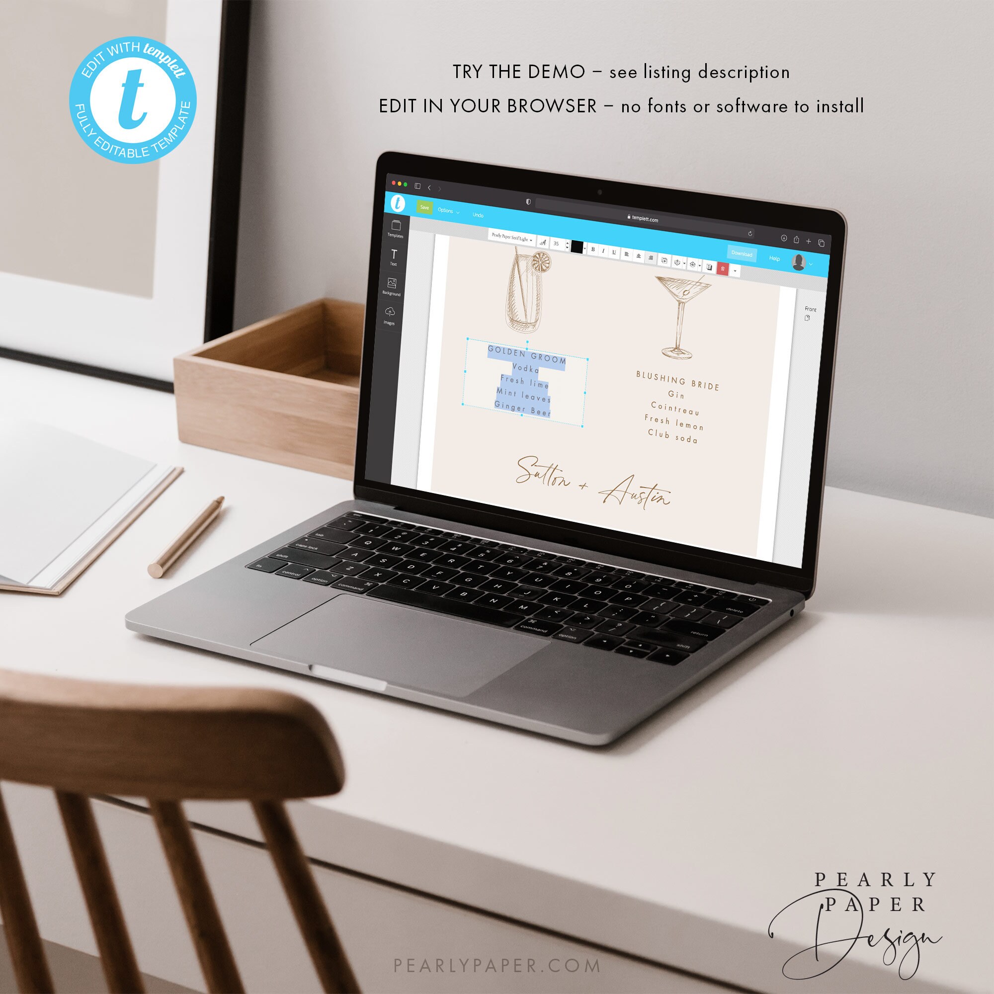 Arch Signature Cocktails Sign Template Download Minimalist | Etsy