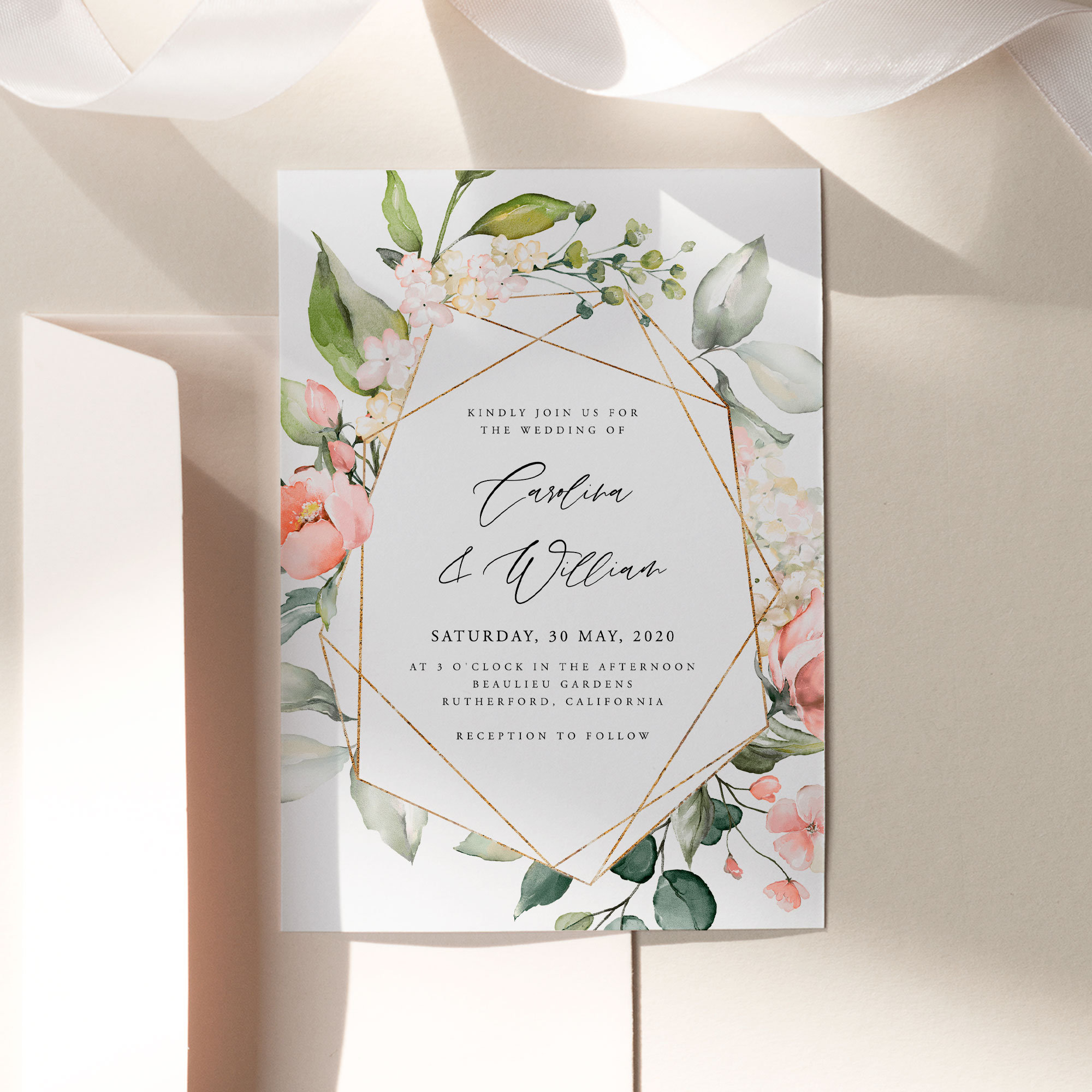 Geometric Wedding Invitation Template Download Wedding Invite - Etsy