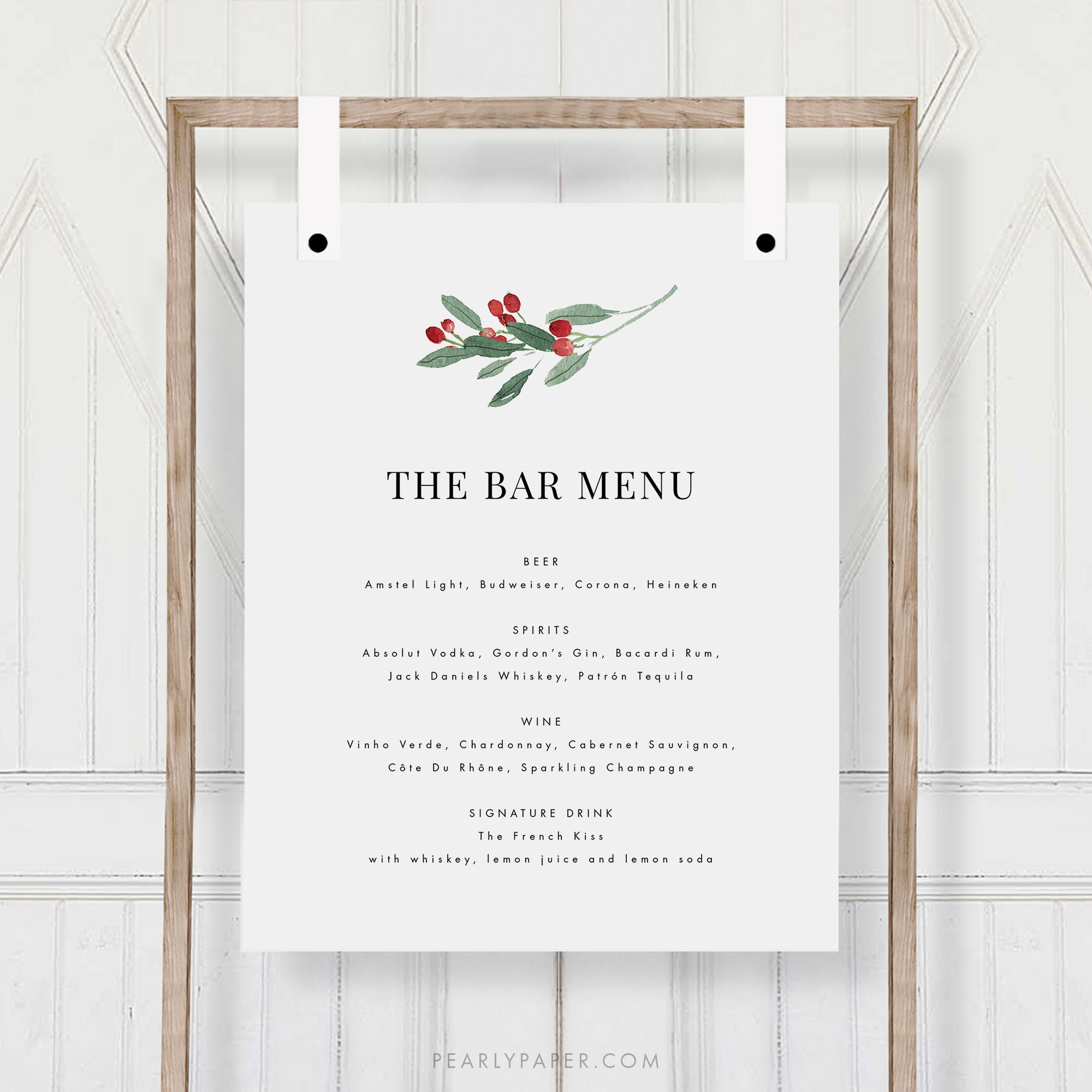 Christmas Bar Menu Template Printable Bar Sign Templett - Etsy